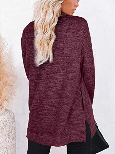 XIEERDUO Plus Size Sweatshirts For Women Oversized Sweaters Crewneck Tunic Tops Fuchsia 3XL