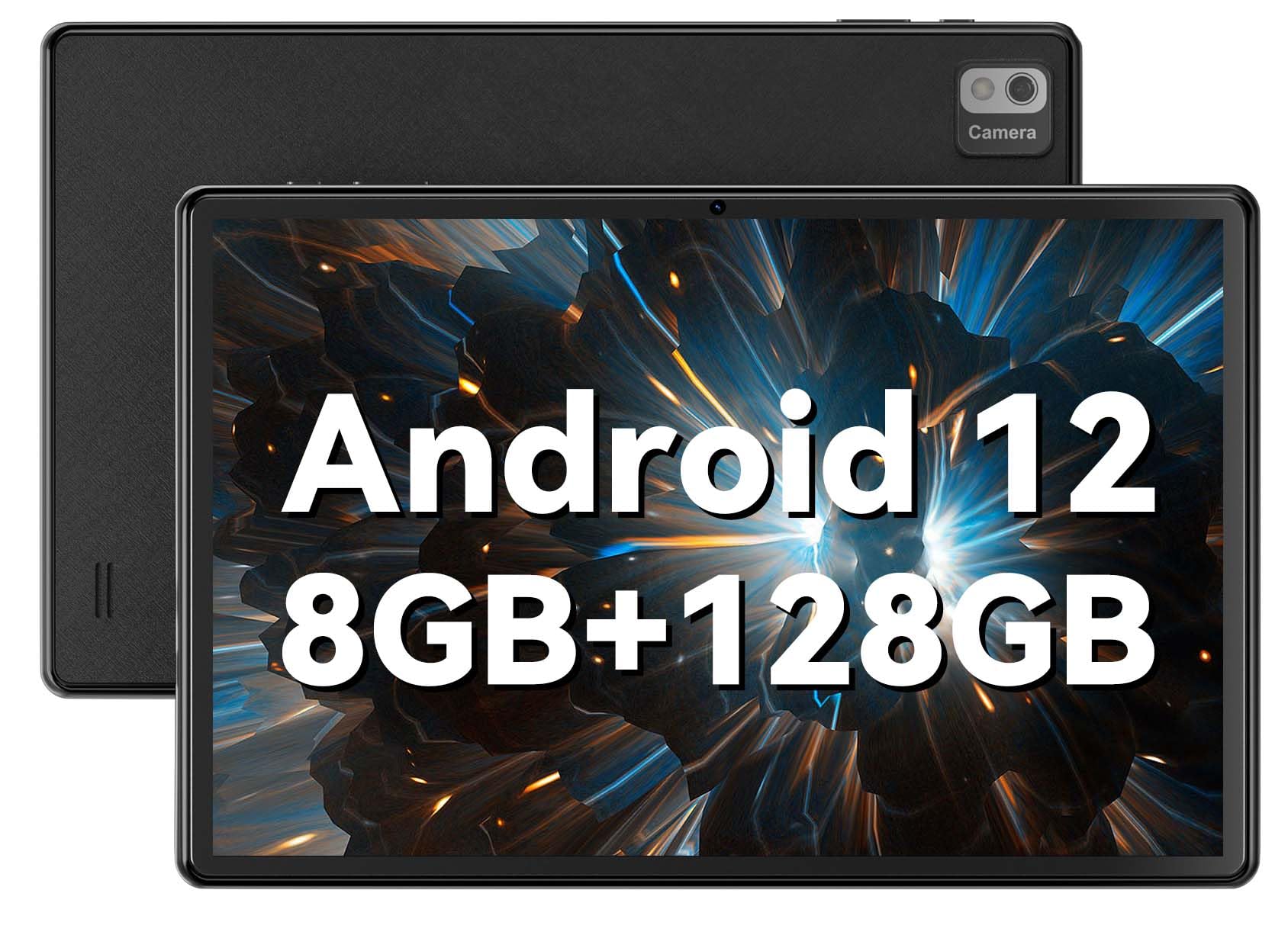 SGIN 10 Inch Tablet, Android 12 Tablets Computer with 8GB RAM 128GB ROM, Octa-Core 2.0Ghz Processor, FHD 1280x800 Pixel IPS Display, 5MP+8MP Dual Camera, 6000mAh, GPS, WiFi, Bluetooth 5.0 (Black)
