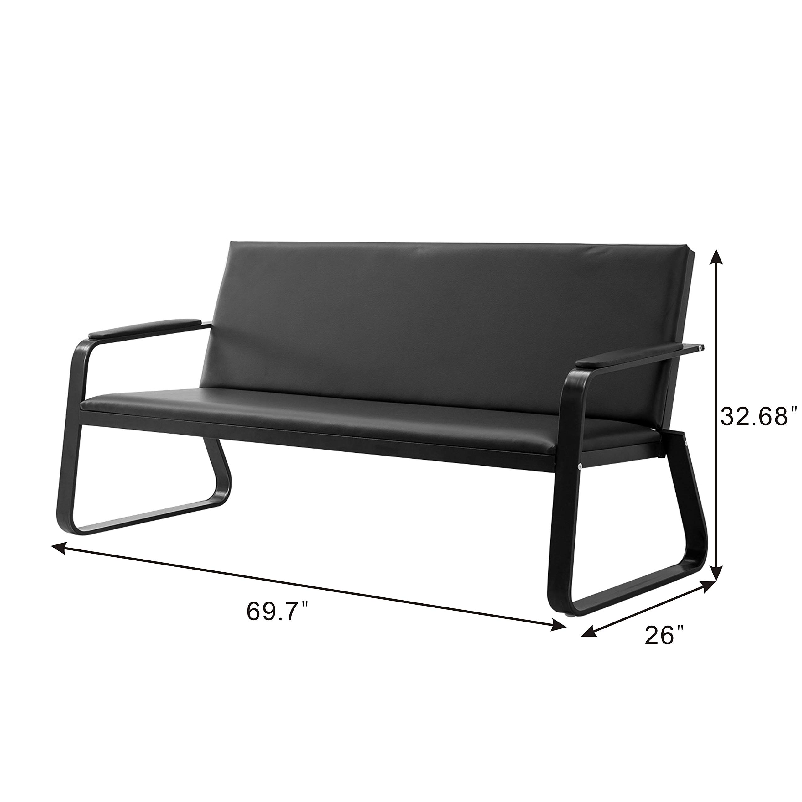walnest 3PCS 5 Seats Office Reception Chair Set PU Leather Waiting Room Bench Visitor Guest Sofa Airport Clinic 2x1-seat and 1x3-seat