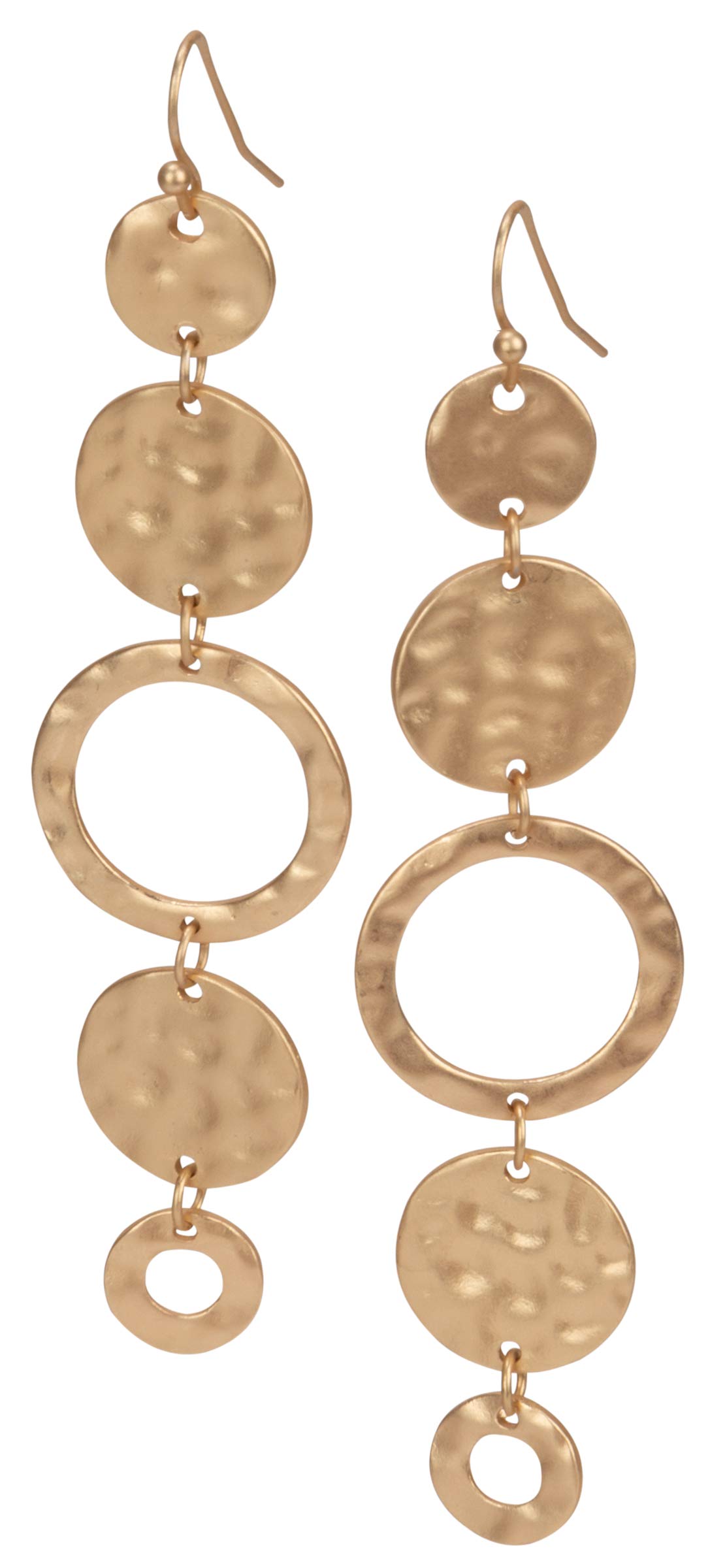 SPUNKYsoul Handmade Matte Textured Boho 5 Circle Dangle Earrings or Women