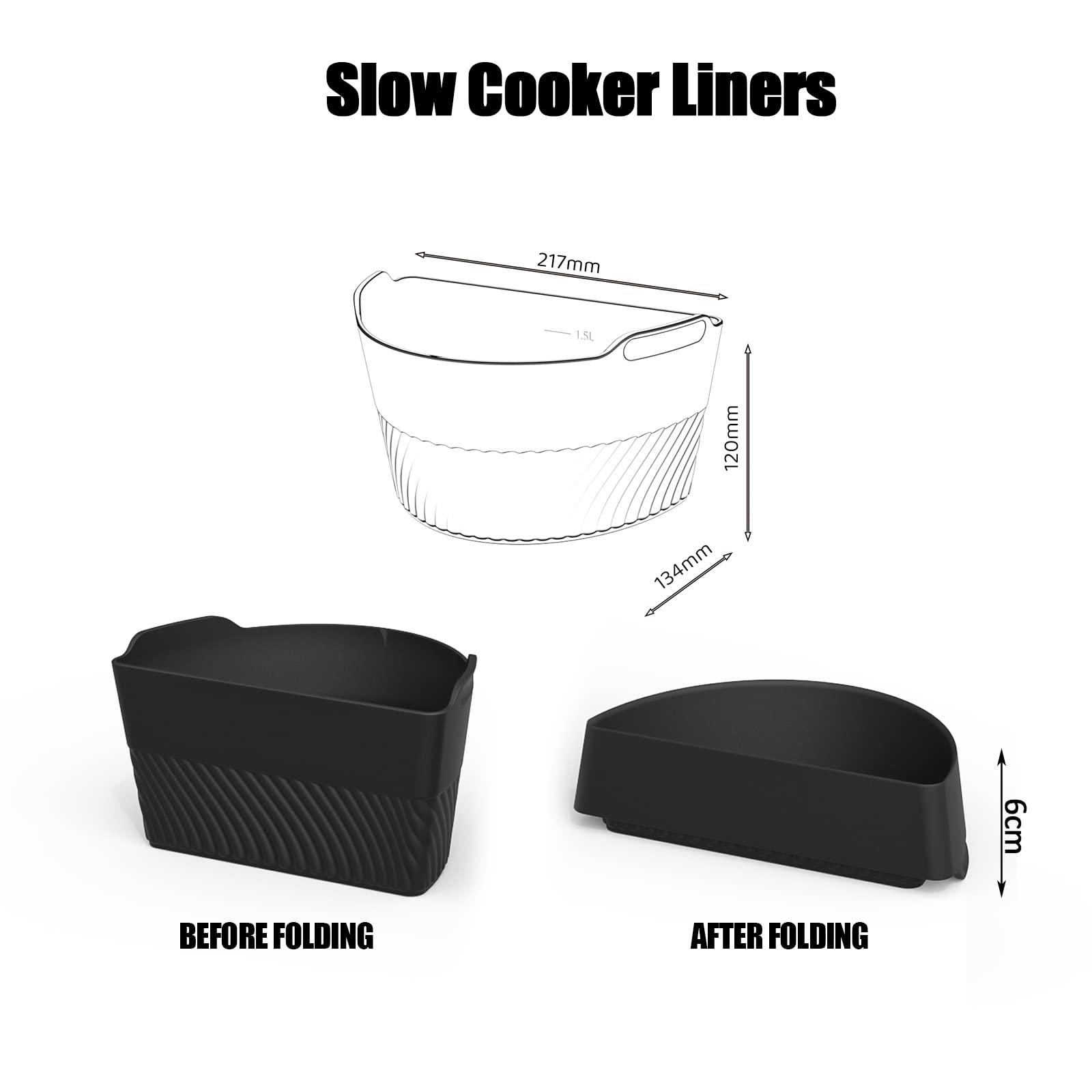 Slow Cooker Divider Liners Silicone fit Oval CrockPot 6-8 Quart,Food-Grade Material,BPA Free,Reusable,Leakproof,Dishwasher Safe,Cooking Liner for Hamilton Beach,Elite Gourmet,Bella Divider Insert