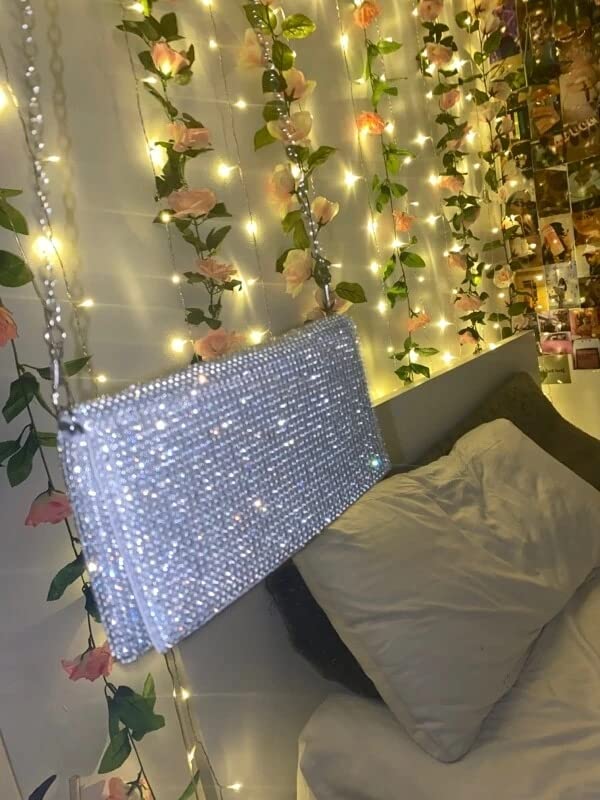 YDEVERLIN Rhinestone Clutch Purses for Women Glitter Evening Bag with Chain Strap Bling Crossbody Bag