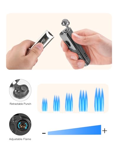 RONXS Torch Lighter, Triple Jet Flame Lighter with Punch, Refillable Windproof Pocket Butane Lighter, Ideal Gift for Men Father (Butane Gas Not Included)