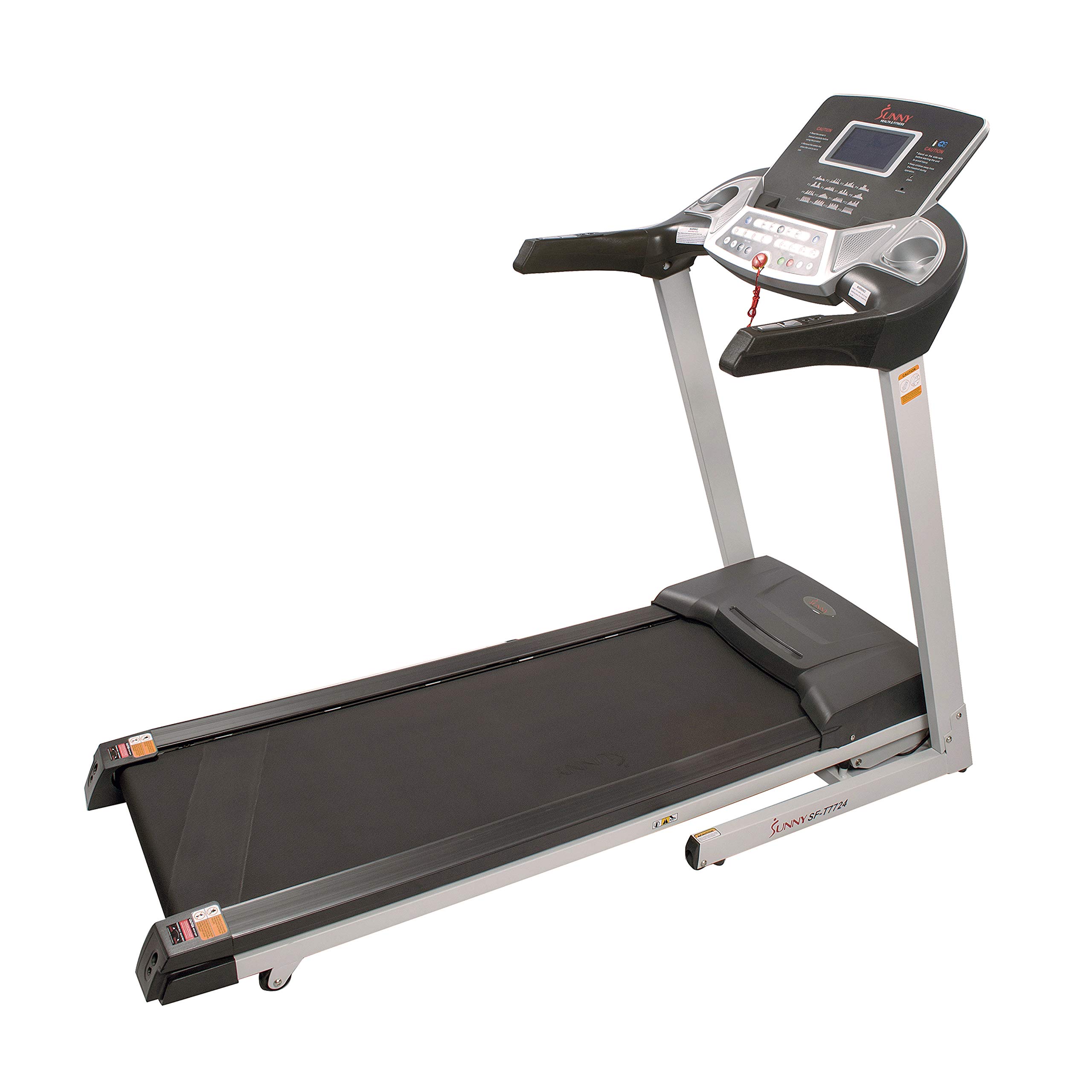 Sunny Health & Fitness Energy Flex Electric Treadmill with Bluetooth Connectivity, Automatic Incline, Speakers and 16 Preloaded Programs - SF-T7724, Gray