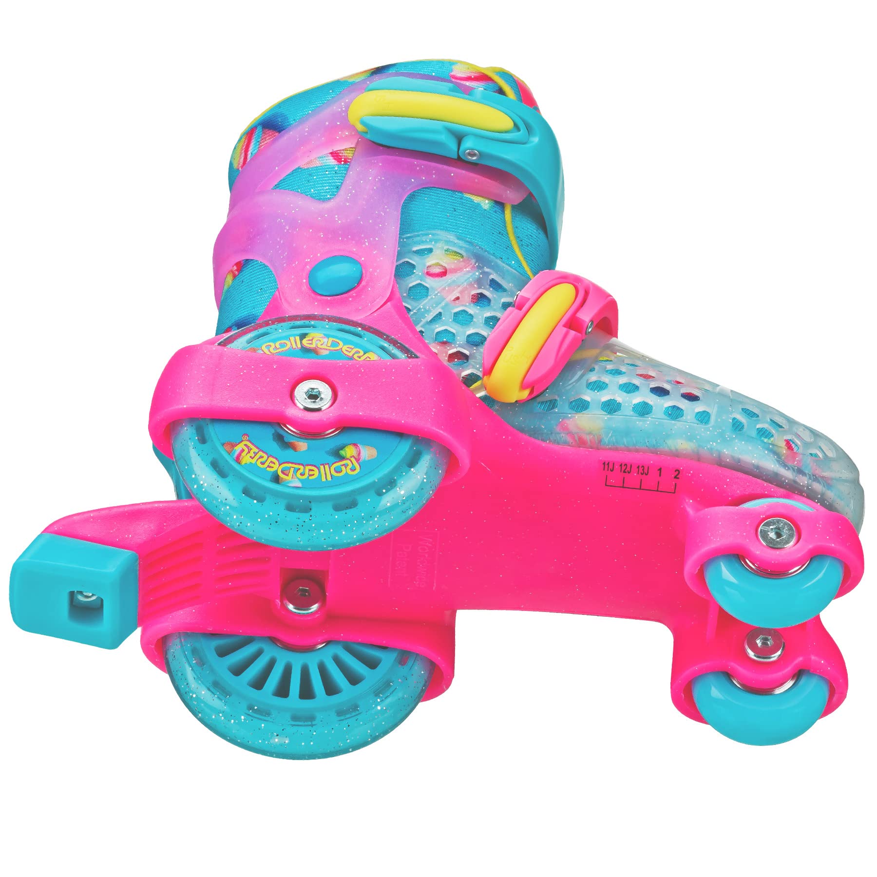 Roller Derby Fun Roll Roller Skates with Protective Gear, Adjustable Sizing, Skates for Beginners, Tri-Pack Protective Gear Included