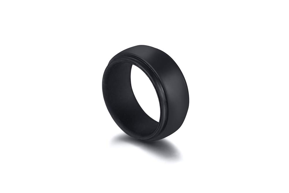 SHNIAN Silicone Rings - Her Weirdo & His Crazy - Matching Rings Couples Rings Custom Engraved Wedding Engagement Gift Promise Ring Black Sets, 8MM US Size 6 to 12