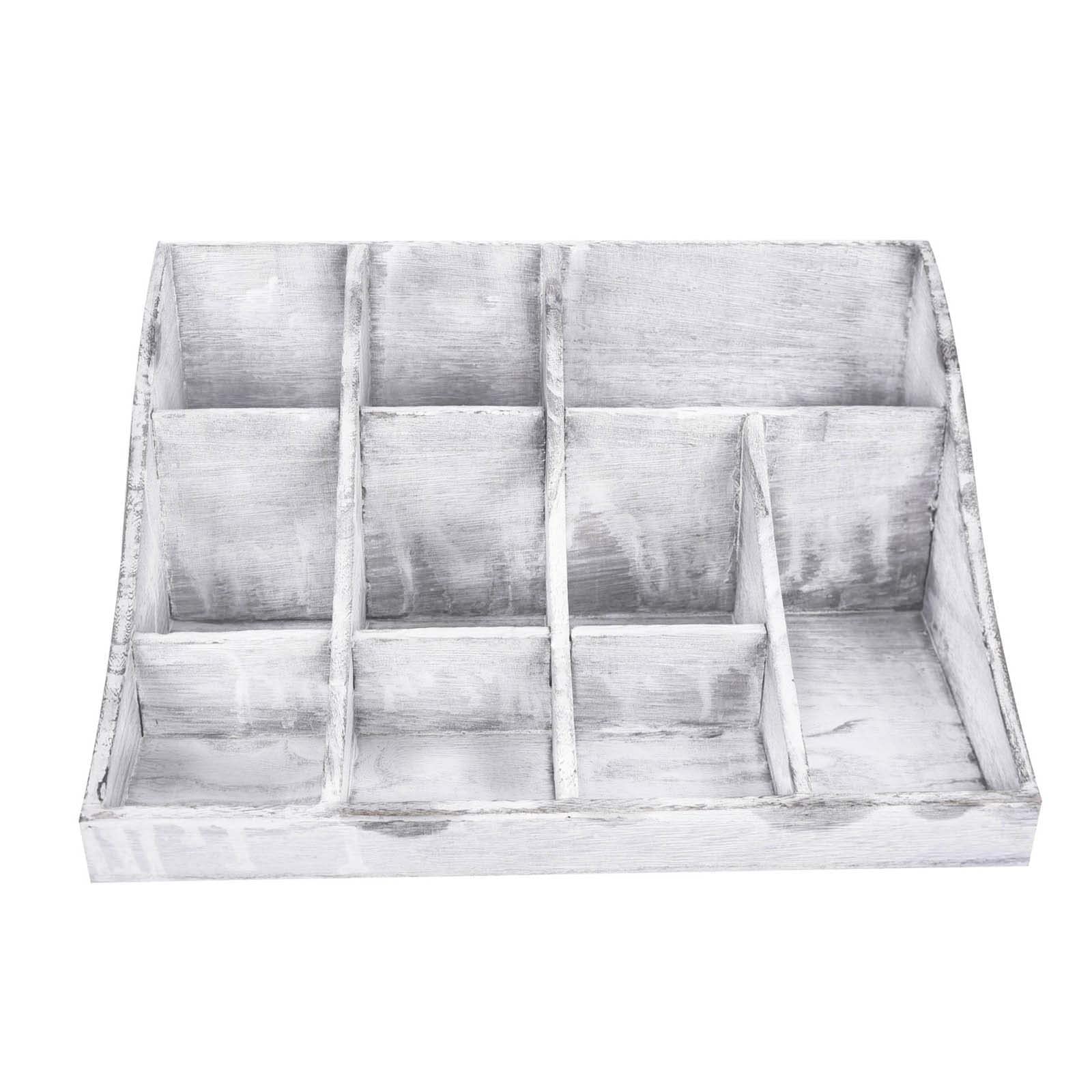 Vencer Wooden Coffee Station Organizer with 10 Compartment Condiment Holder,Farmhouse Coffee and Tea Bar Decor for Home,VTO-020