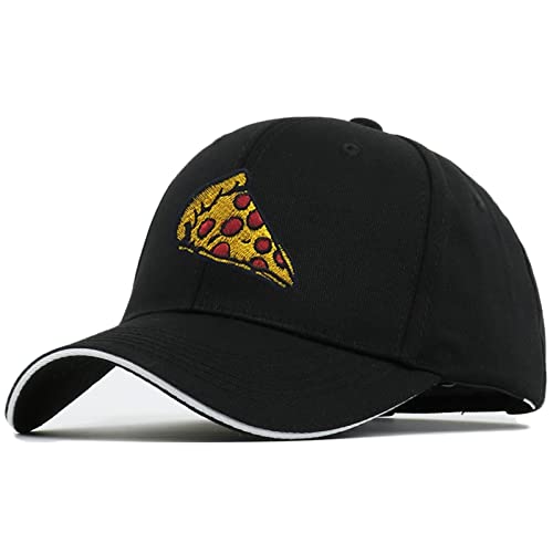 YUNXIBASECAP Pepperoni Pizza Embroidery Baseball Cap Dad Hat Unisex Adjustable Hip hop Pizza Cap(Black Sandwich White)