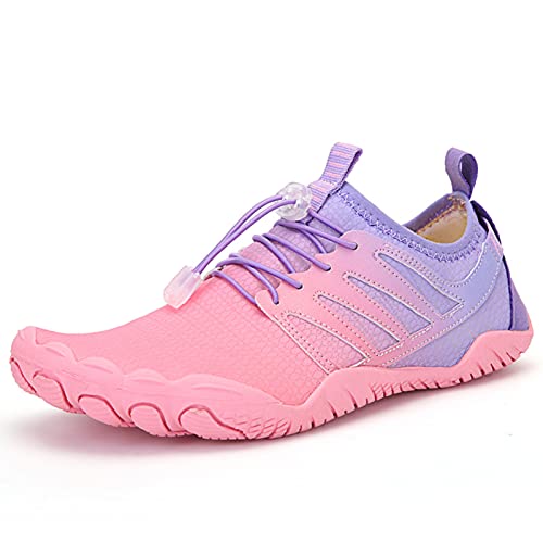 UMANPOO Women Water Shoes Men Barefoot Slip on Sneakers Swim Pool Aqua Beach Running Walking Hiking Cycling Gym Non Slip (Pink, Numeric_8)