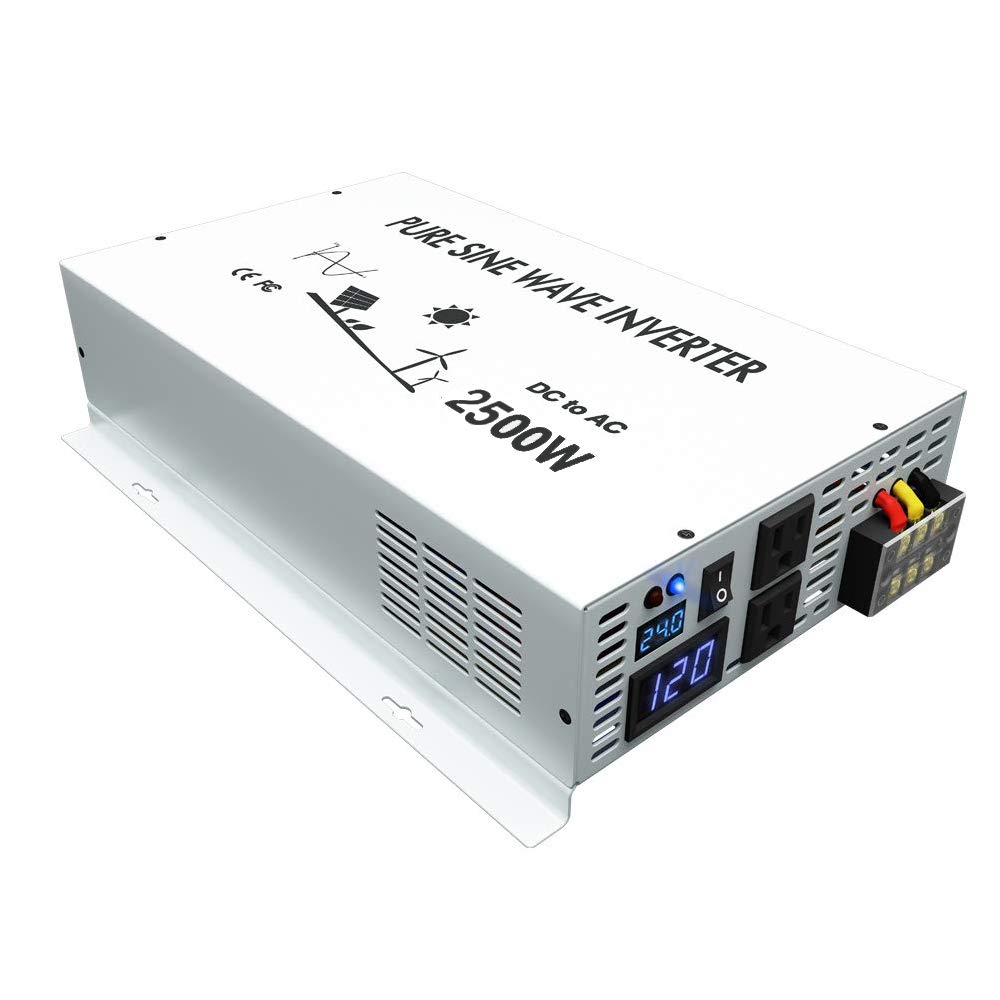 WZRELB DC to AC Converter Off Grid Pure Sine Wave Power Inverter Generator (2500w 24v 120v)