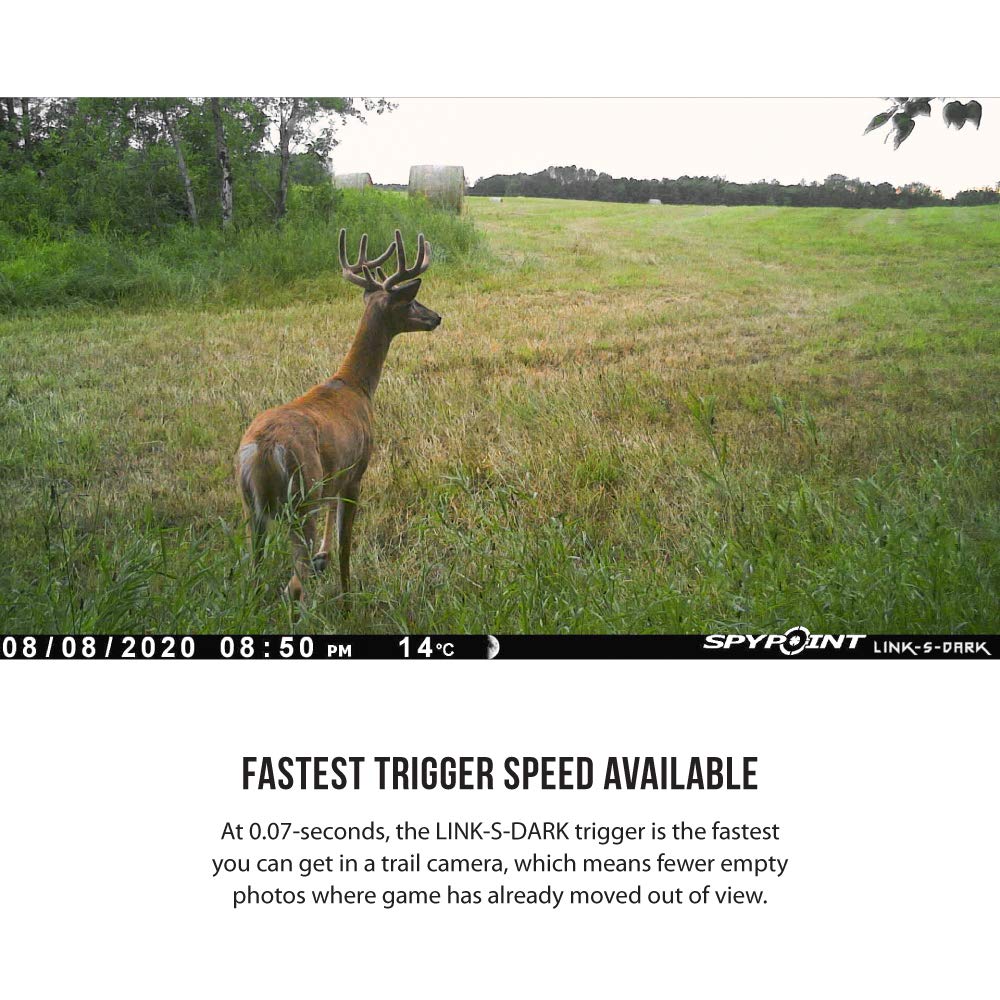 SPYPOINT Link S Dark (US) Cellular Trail Camera 12MP Photos and HD Video, 4G/LTE Photo Transmission, Fastest Trigger Speed Available 90ft Flash Range, 110ft Detection Range