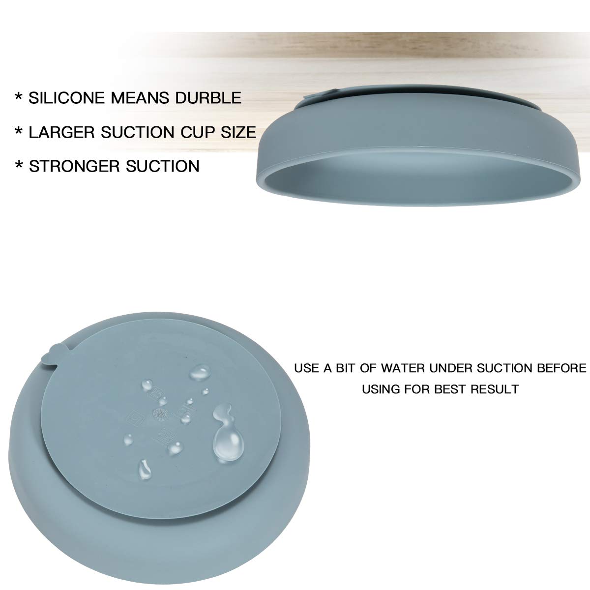 TOPGOMES Silicone Suction Plate, Comes with Soft Spoon Fork | Stay Put Baby Feeding Dishes for Kids and Infants | BPA Free, 100% Food-Grade Silicone, Non-Slip Design (Ether)