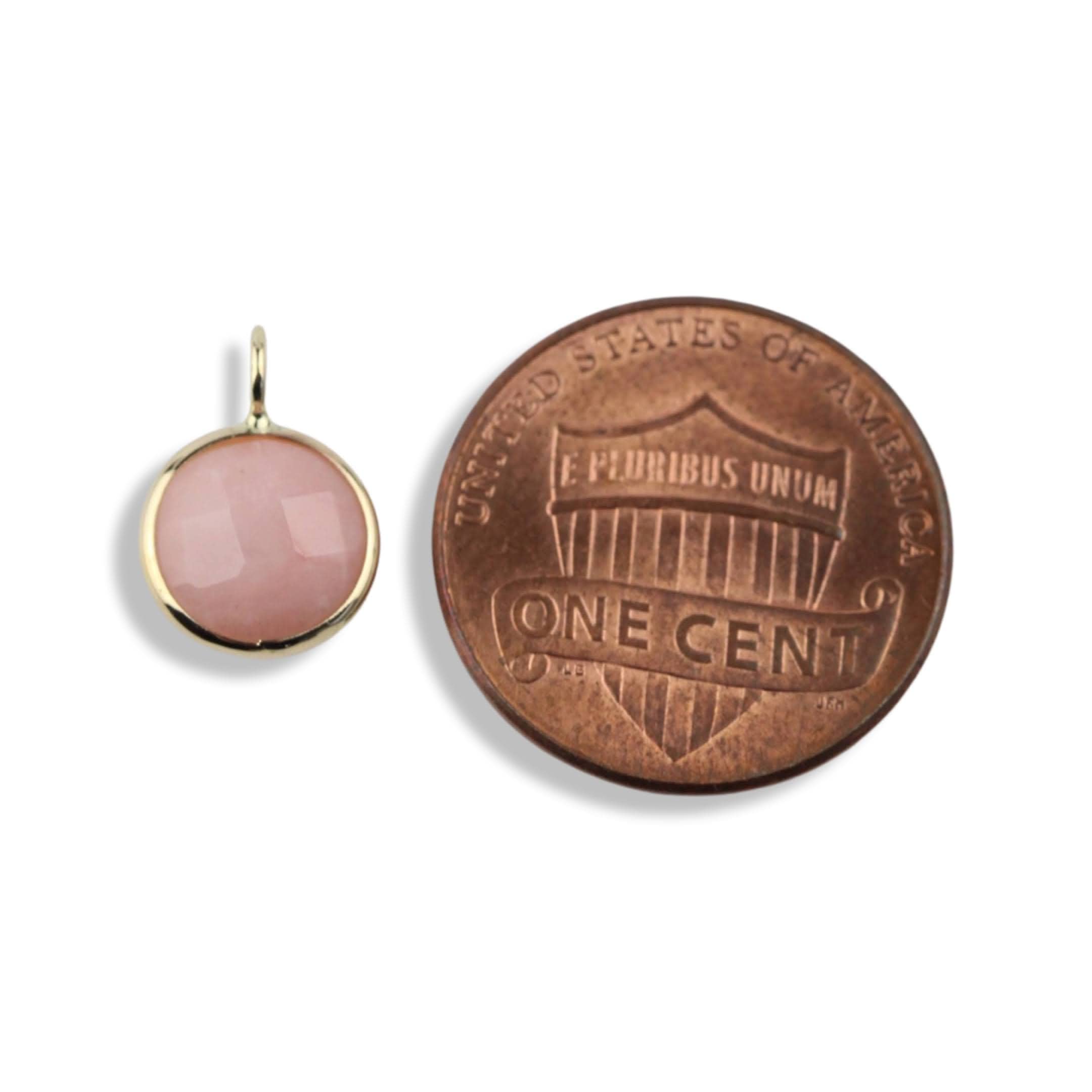 Pink Opal Checkerboard Charm 8mm Round Handmade In 14k Yellow Gold 1.60 Carats