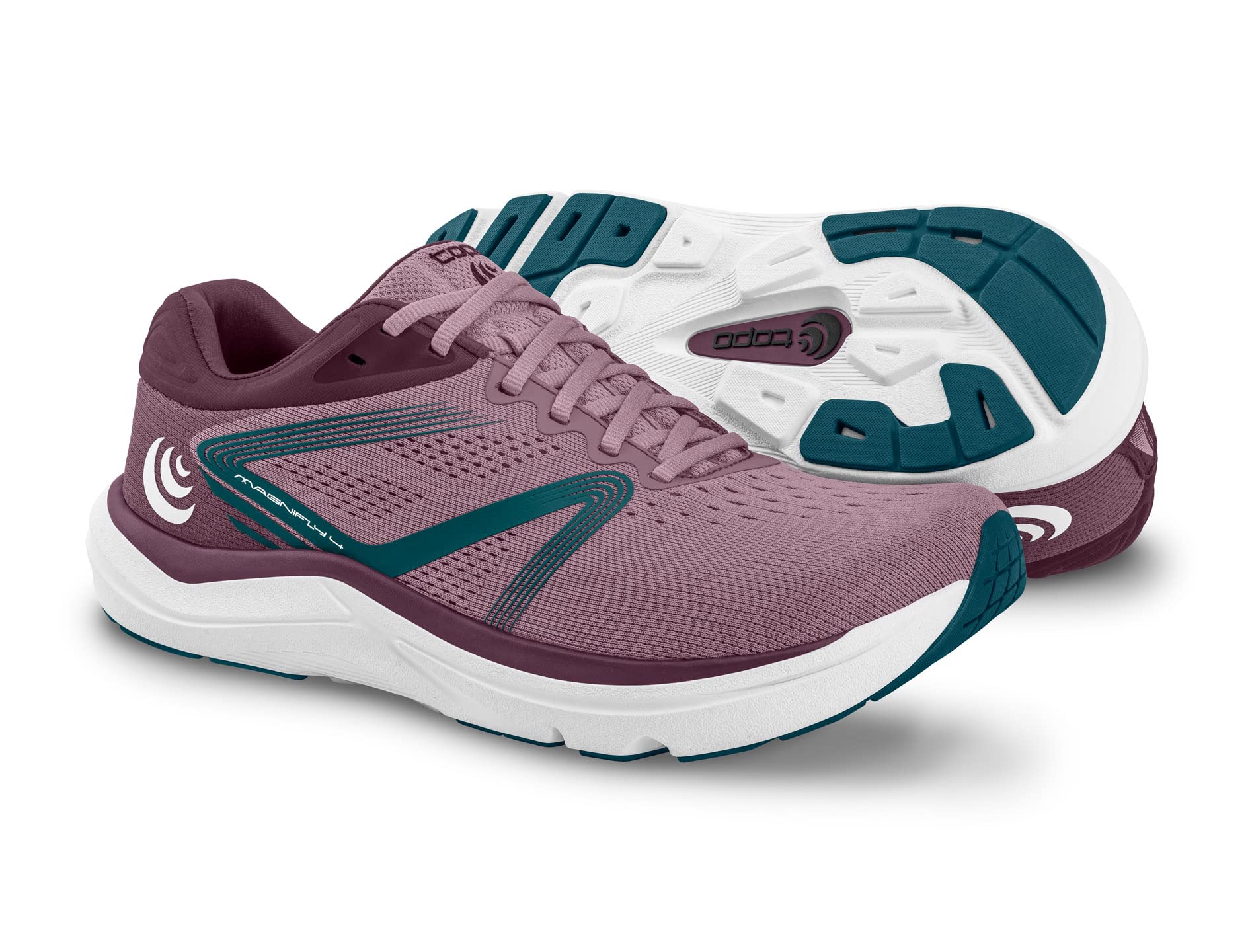 Topo Athletic Women's Magnifly 4 Comfortable Cushioned Durable 0MM Drop Road Running Shoes, Athletic Shoes for Road Running, Mauve/Navy, Size 8