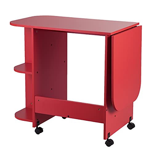 SEI FURNITURE Southern Enterprises Expandable Rolling Sewing Station Craft Table, Red
