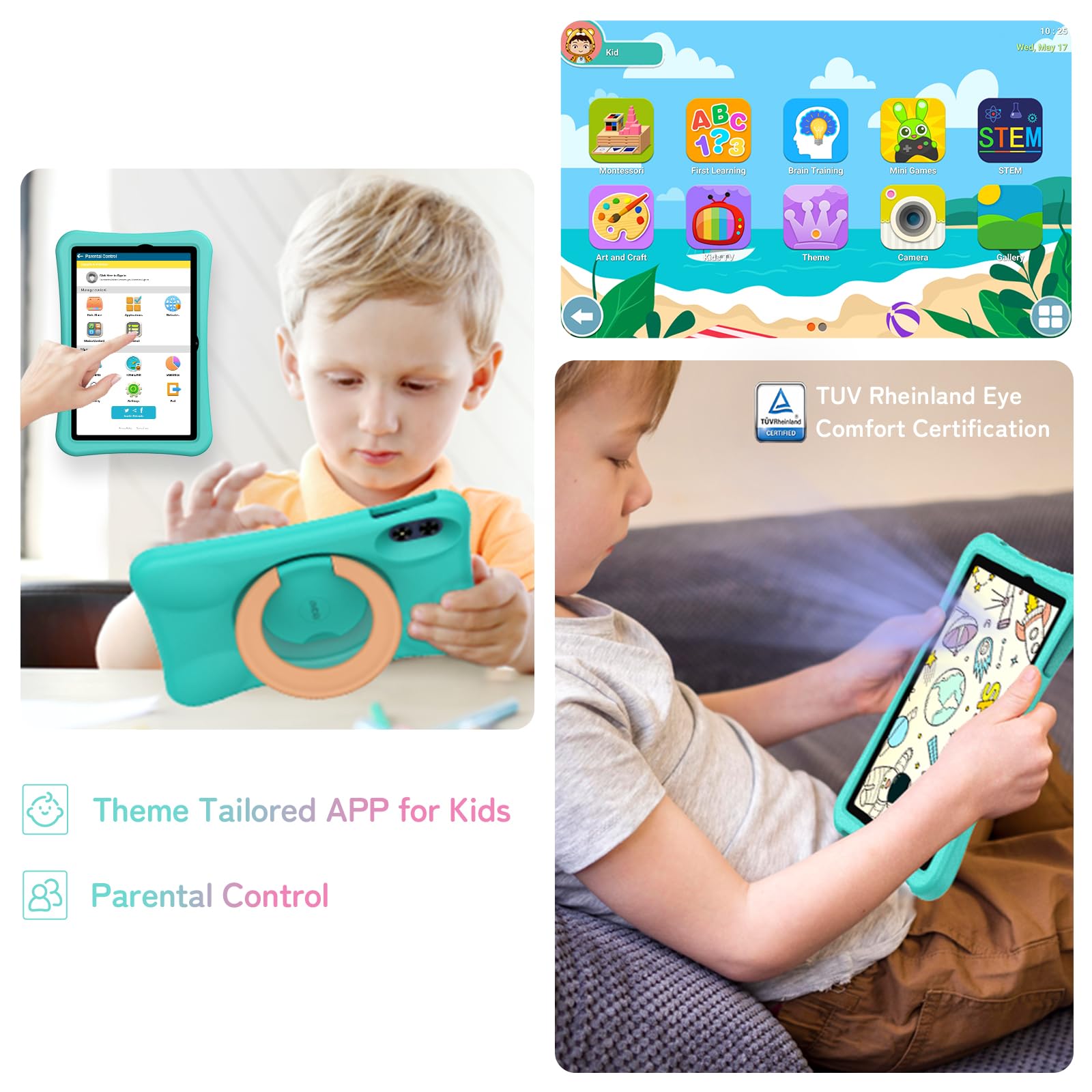 UMIDIGI Android 13 Kids Tablet,10.1 inch Tablet for Kids, G2 Tab Kids, 8(4+4) GB RAM 64GB ROM Up to 1TB, Children's Tablet with Parental Control, Bluetooth 5.0, WiFi 6, Learning Tablet Green