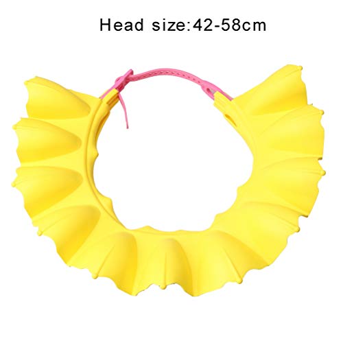 SUMAJU Baby Shower Cap, Waterproof Silicone Shower Cap Adjustable Shampoo Shower Cap Hat for Toddler Children (Yellow)