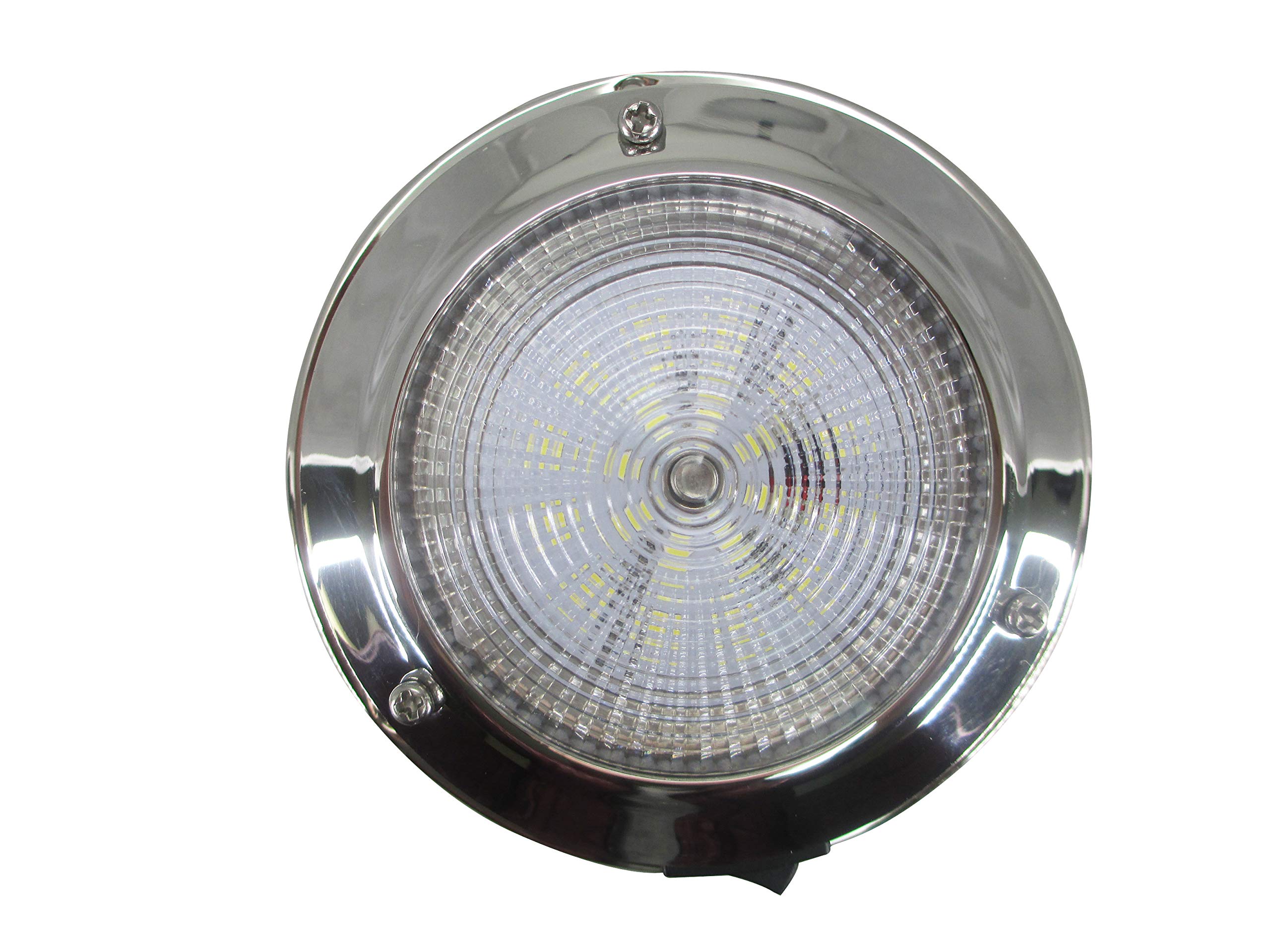 Pactrade Marine Dome Light 12V - 3-Inch Lens, Cool White LED | Stainless Steel Boat Light with Built-In Rocker Switch, Surface Mount | RV, Trailer, Boat Interior Lights, Marine Lights