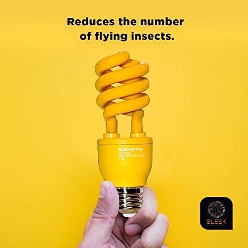 SLEEKLIGHTING 13Watt Yellow Bug Light Bulbs for Outdoor General Purpose Spiral CFL Yellow Bug Repellent Light Bulbs- UL Approved- Uses 13 Watts of Energy, 120 Volts, E26 Medium Base. (Pack of 4)