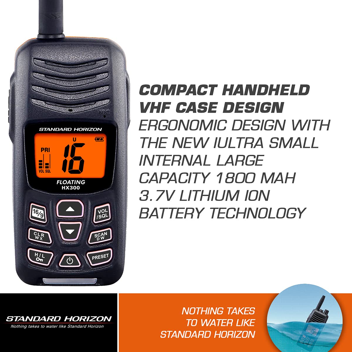 Standard Horizon HX300 Standard HX300 Handheld VHF Marine Radio