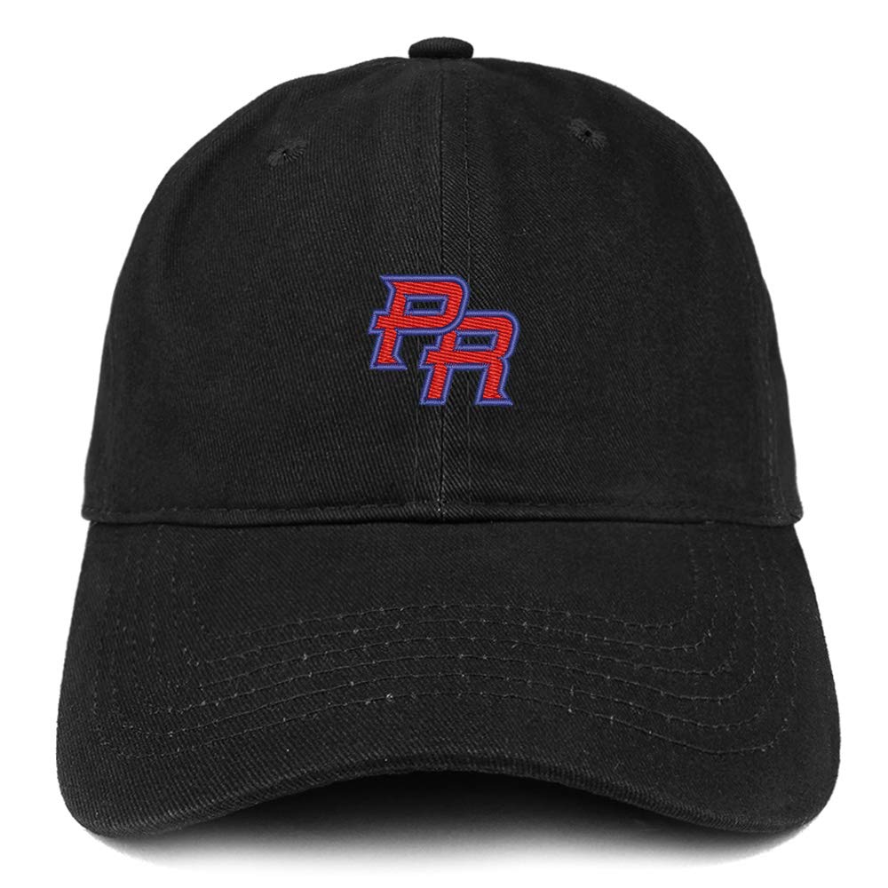 Trendy Apparel Shop Puerto Rico PR Small Embroidered Soft Crown 100% Brushed Cotton Cap - BLACK