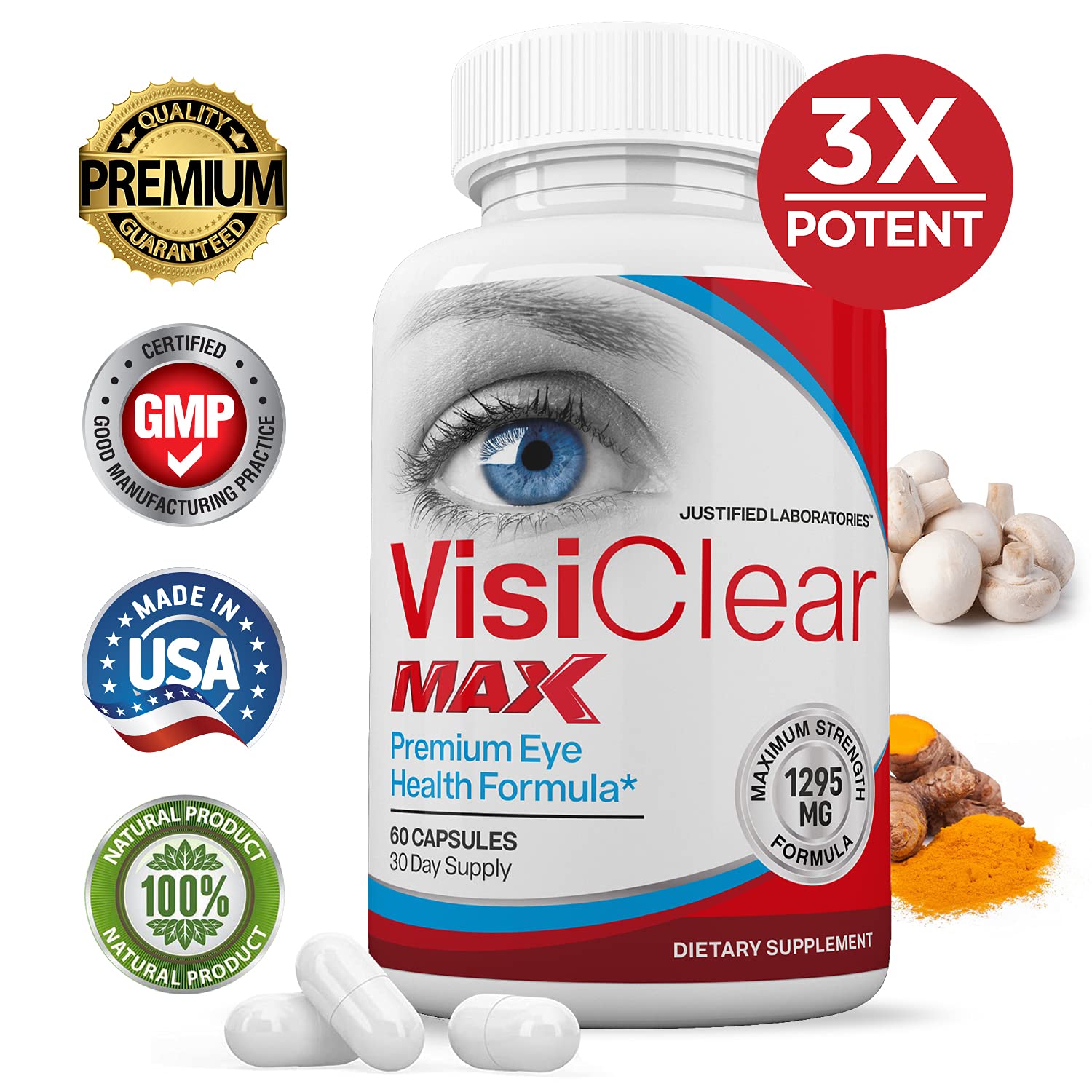 Visiclear Max 1295MG Revolutionary Eye Health Formula Supports Healthy Vision Eyes Sight 60 Capsules