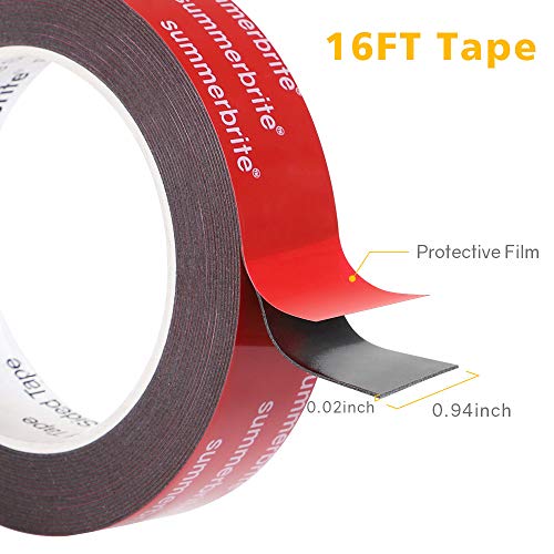 SummerBrite Double Sided Tape Heavy Duty, Double Sided Adhesive Mounting Tape,1Inx16Ft,Super Strong Two Sided Adhesive Foam Tape
