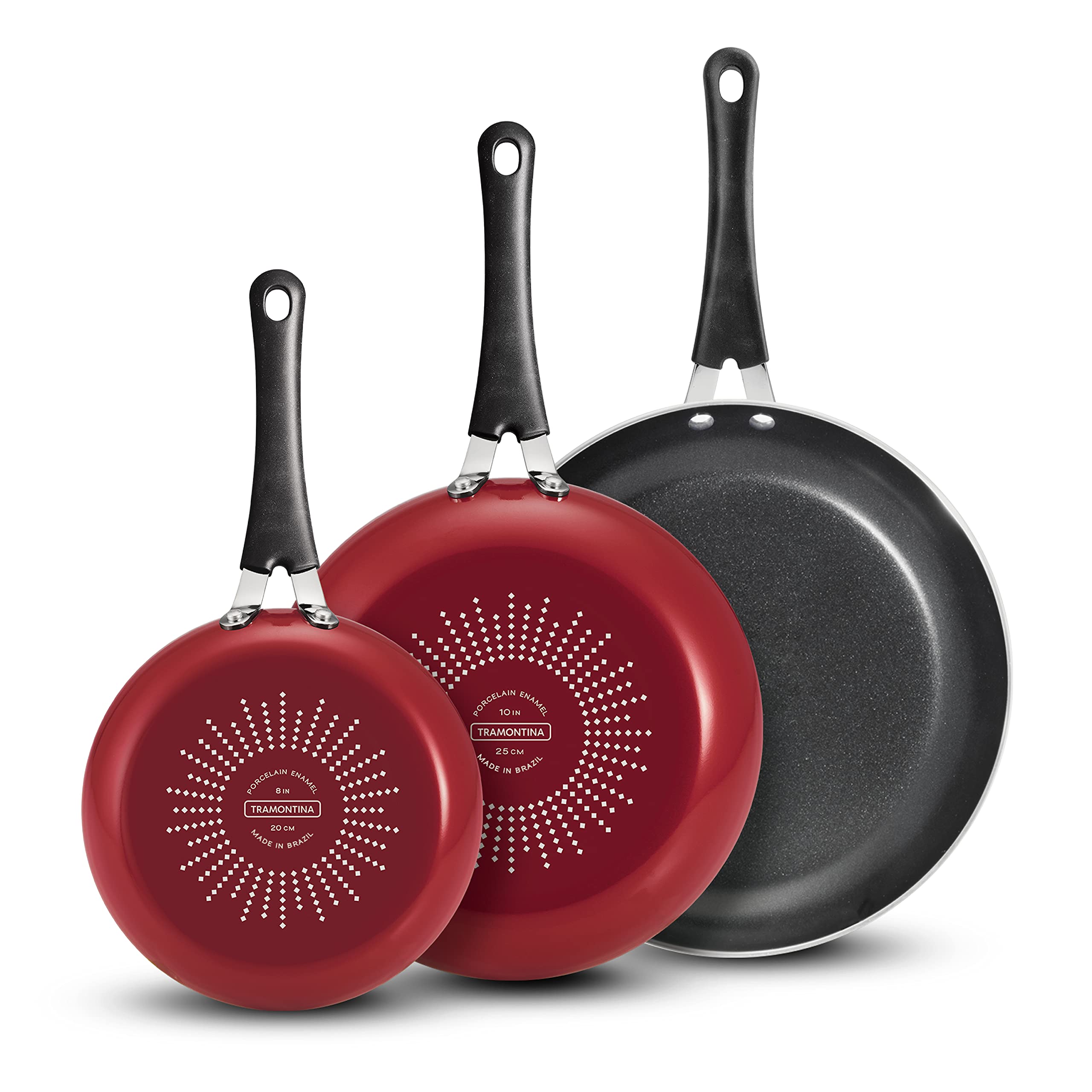 Tramontina Nonstick Fry Pan Set Aluminum 3 Pk (Red), 80156/060DS