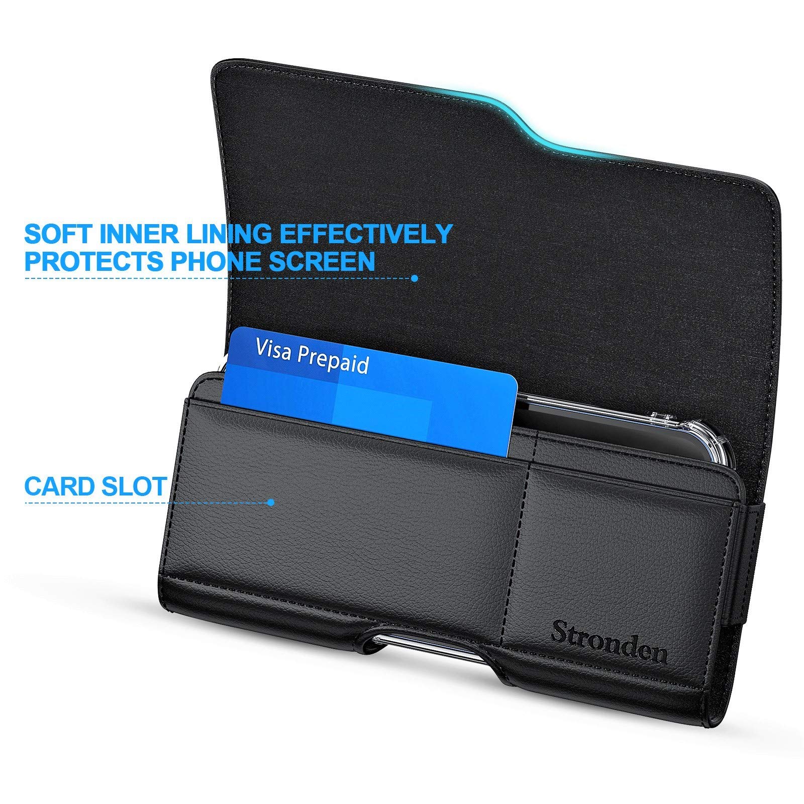 Stronden Holster for iPhone SE (2022, 2020), 8 - Leather Belt Case with Belt Clip [Magnetic Closure] Pouch w/Built in Card Holder (Battery Case/Otterbox Defender or Commuter Case Only)