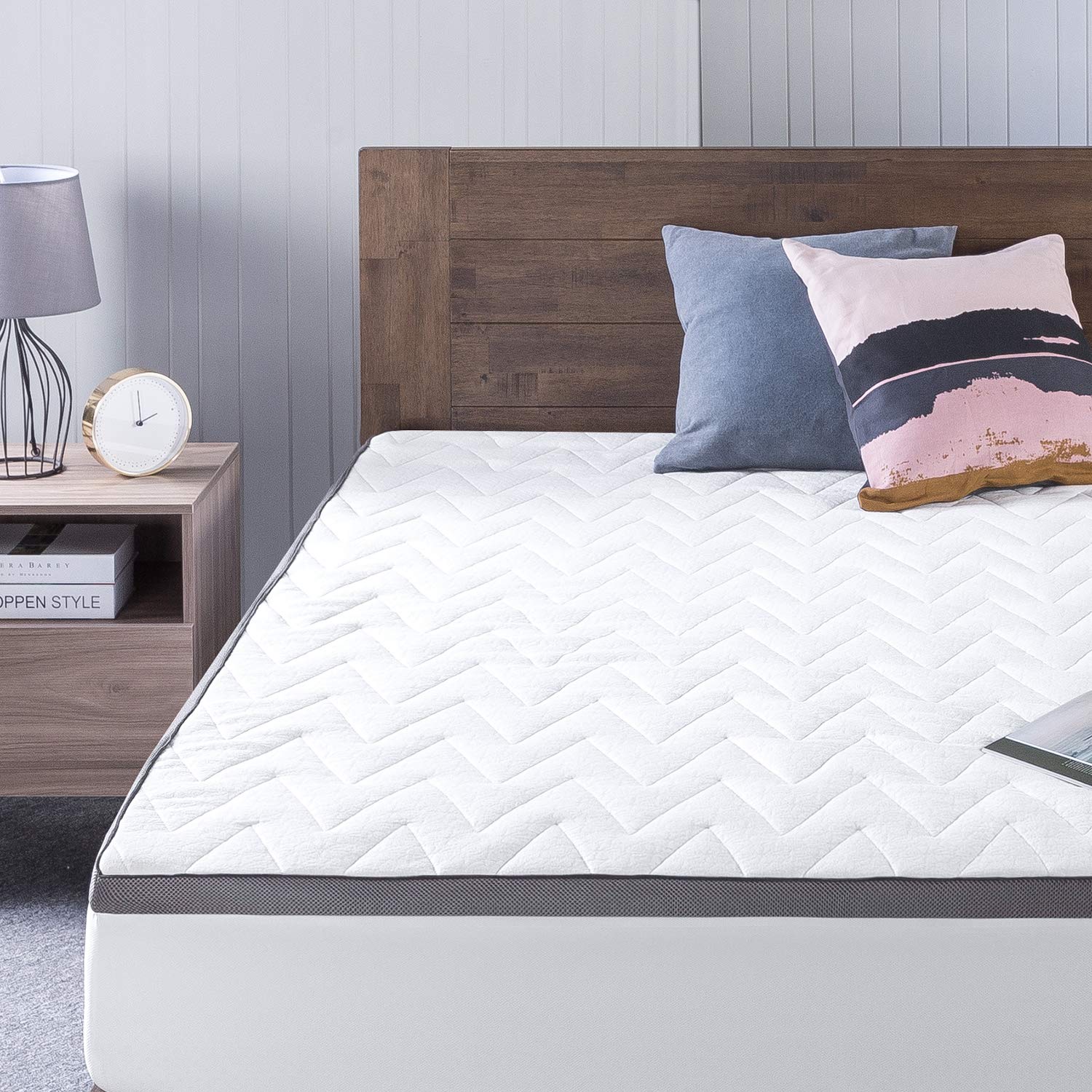 ZINUS 3 Inch Luxury TorsoTec Memory Foam Mattress Topper with Removable Cover/Pressure-Relieving Design, King