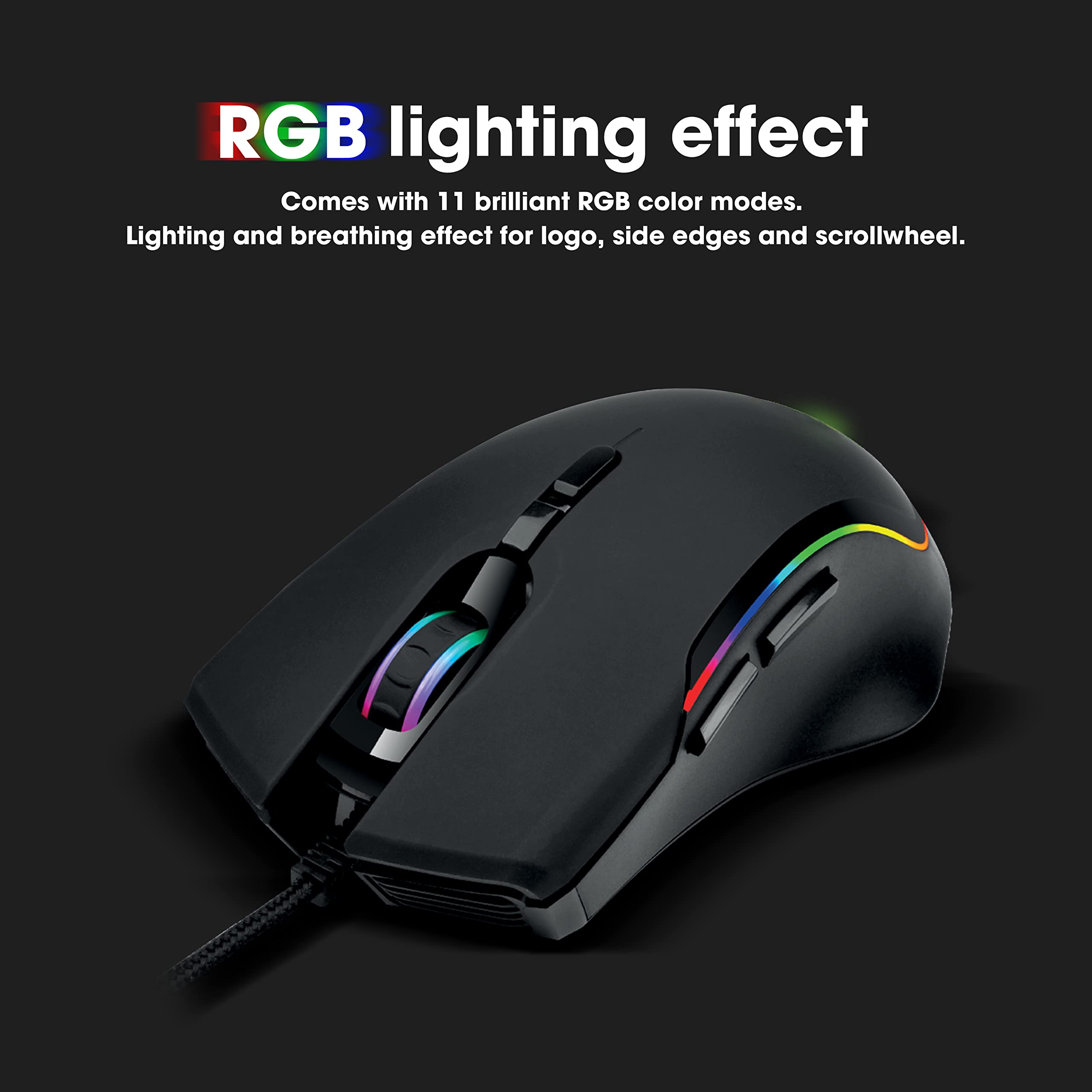 ZADEZ Gaming Mouse G-156M Wired Gaming Mouse for Gamer - Silicone Rubber on Both Sides - 11 Modes of Lighting Effects - Durability of Buttons up to 20 Million clicks - 7200 DPI for PC Laptop