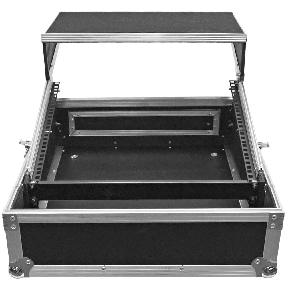 Seismic Audio - SATAC2x10 - Heavy Duty 2 Space ATA Rack Case with 10U DJ Mixer Top and Laptop Shelf - Pro Audio DJ Rack with Sliding Shelf
