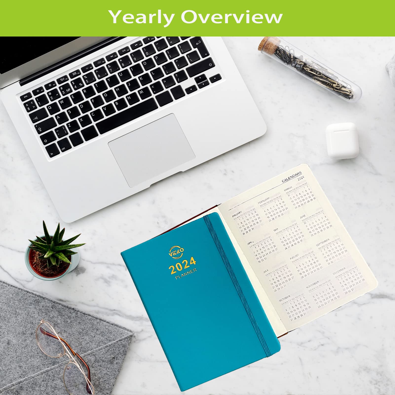 Undated Planner - Weekly and Monthly Planner with Stickers, Organizer Notebook - Start Anytime Facilitates efficient work and life planning, Lasts 1 Year, A5 Thick Paper (Black)