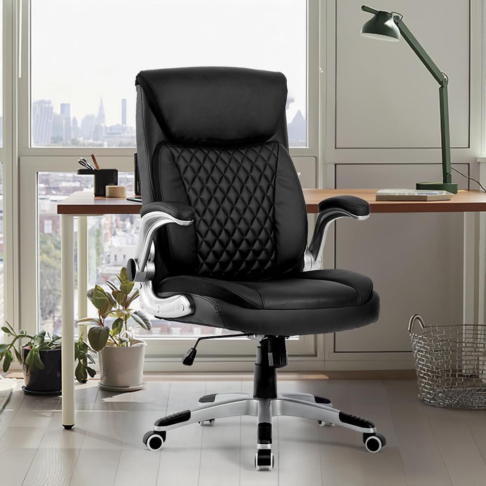 Savourseat Ergonomic PU Leather Office Chair Big and Tall Desk Chair 360°Swivel Office Chair Adjustable Height with Soft Armrest,300lbs