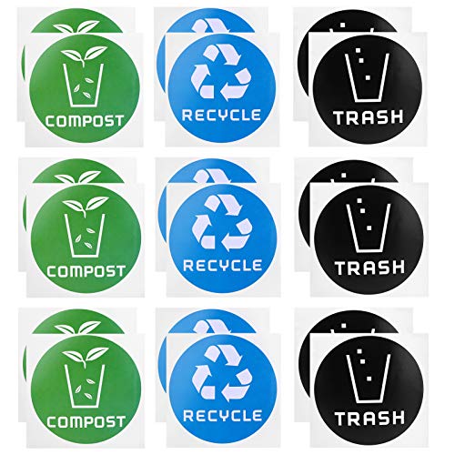 Round red bin Stickers for 13×12×2 60pcs Set Round Recycle Trash Compost Sticker Decal for Trash Garbage containers Recycle Bins