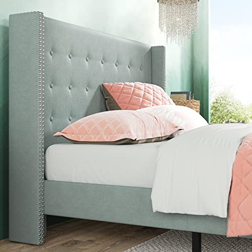 ZINUS Kendra Upholstered Platform Bed Frame with Wingback Headboard / Mattress Foundation / Wood Slat Support / No Box Spring Needed / Easy Assembly, Queen