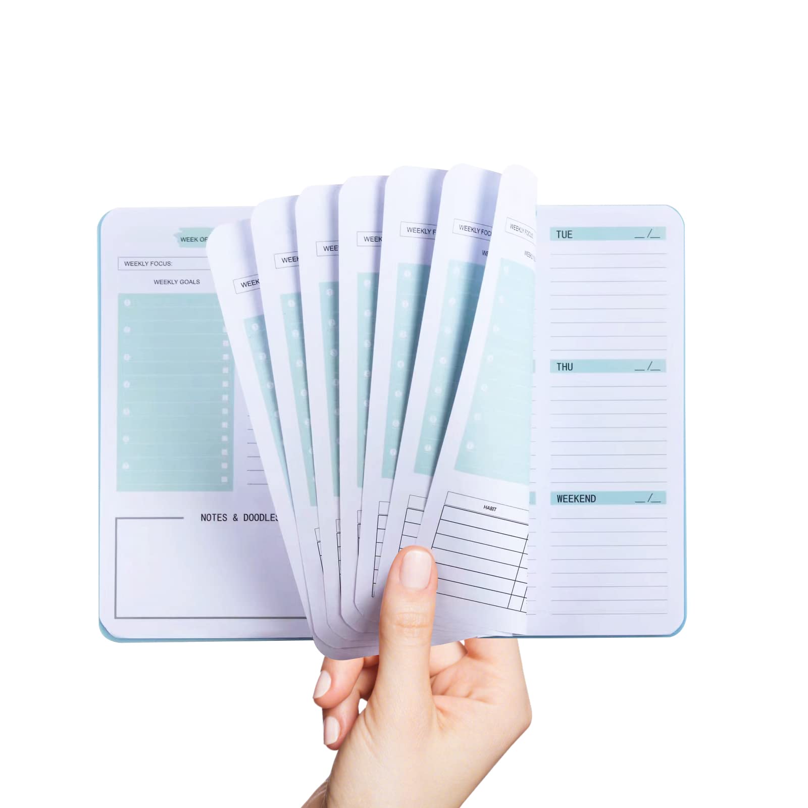 Undated Weekly Planner Habit Tracker Notebook A5 Size with Portable Checklist Memo Board Slider, Plastic To Do List Task Board Daily Tracker and Goal Setting Journal for Women Men Chore Office Fitness