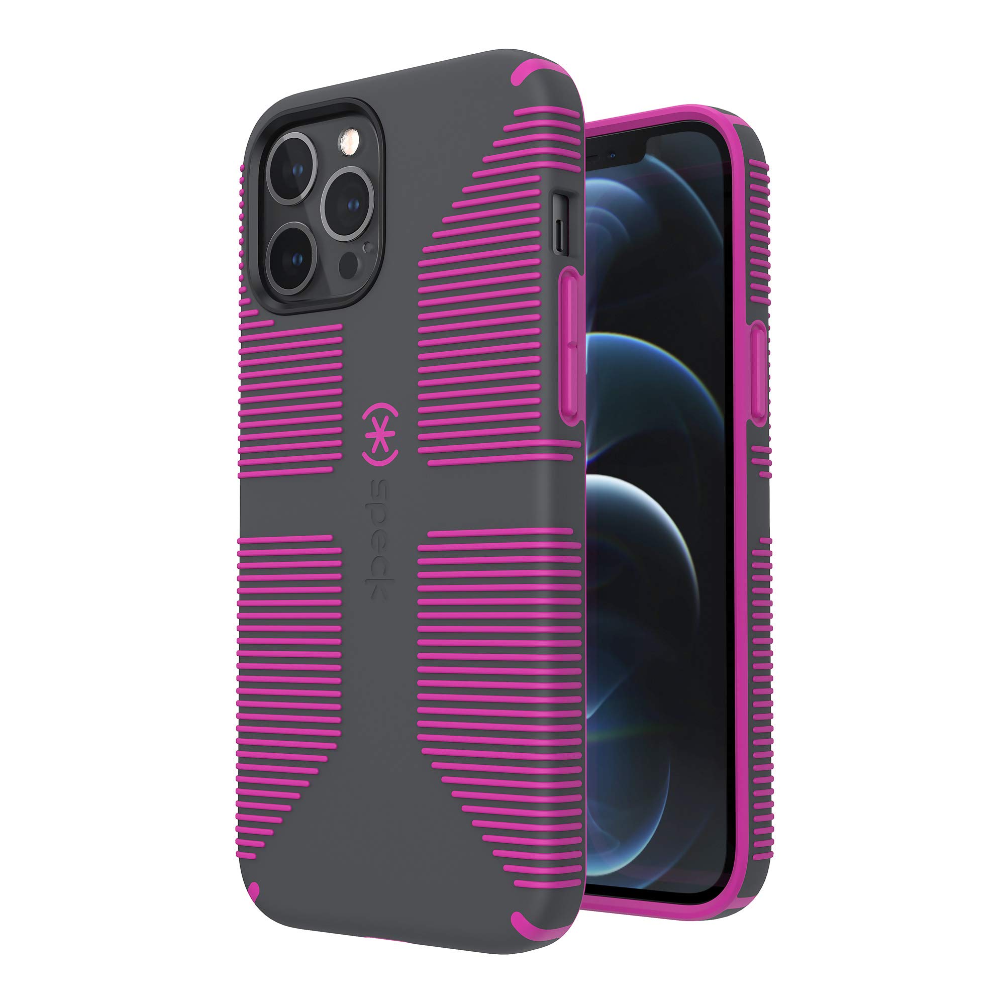 speck Products CandyShell Pro Grip iPhone 12 Pro Max Case, Slate Grey/It’s a Vibe Violet (137609-9230)