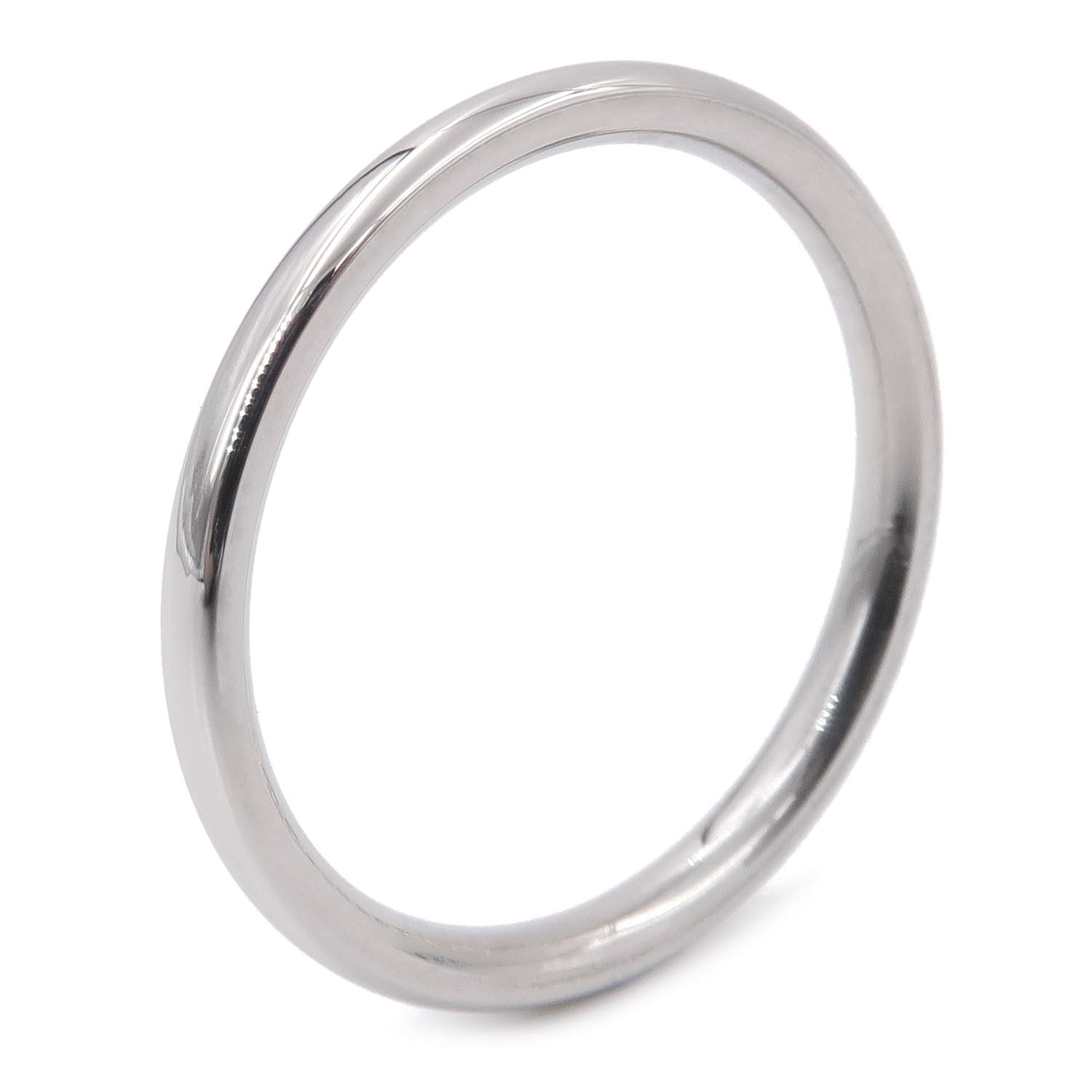 Stainless Steel Comfort Fit Wedding Band Durable Daily Ring Polish Silver Color 2mm Size 12