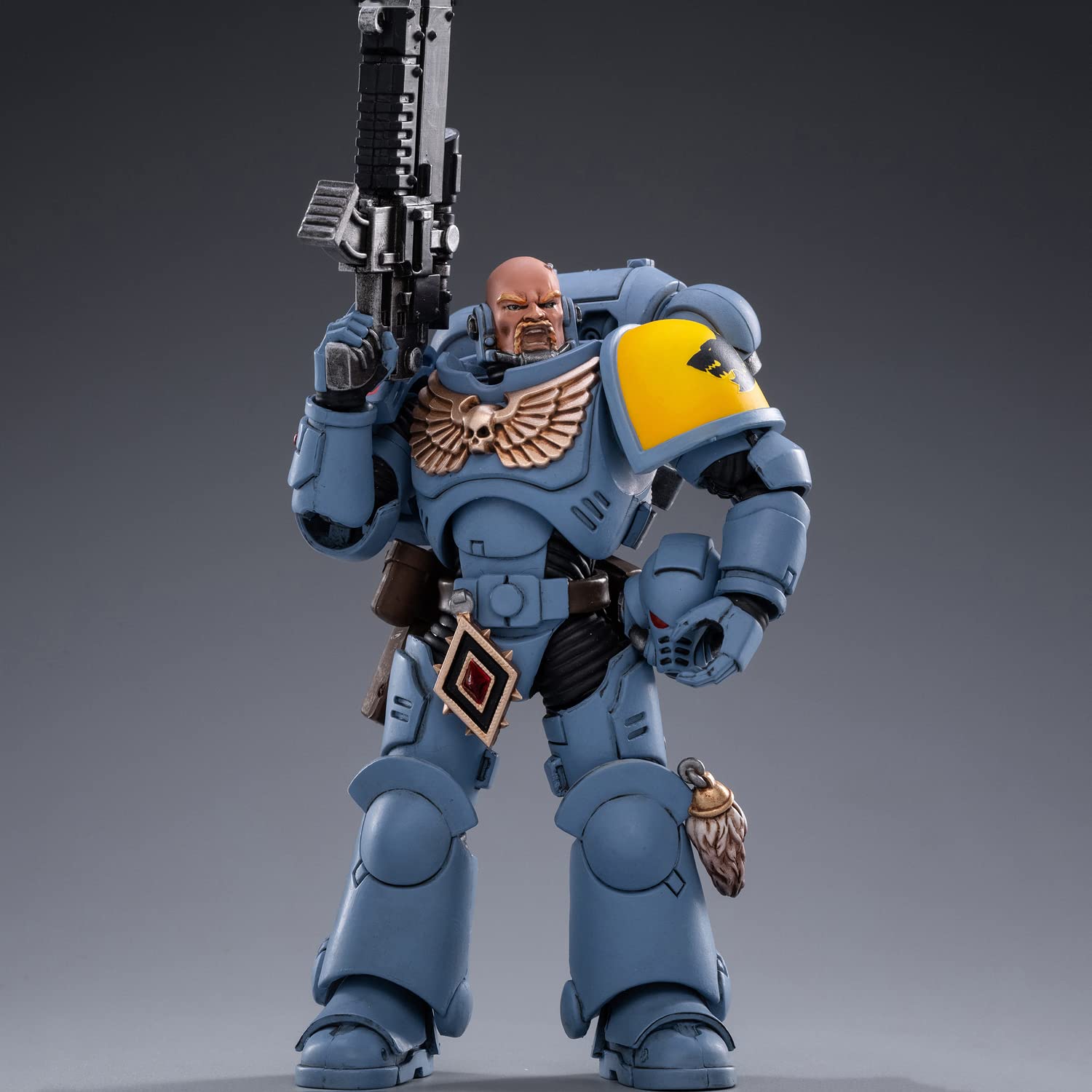 Pipigirl JoyToy × Warhammer Genuine License 1/18 Soldier Action Figures, 4inch Army Military Extreme Warrior Models Kits(Space Wolves Ragnar Blackmane)