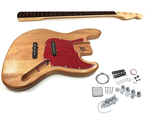 Solo Jazz Bass Style DIY Guitar Kit, Mahogany Body, Maple Neck, JBK-1