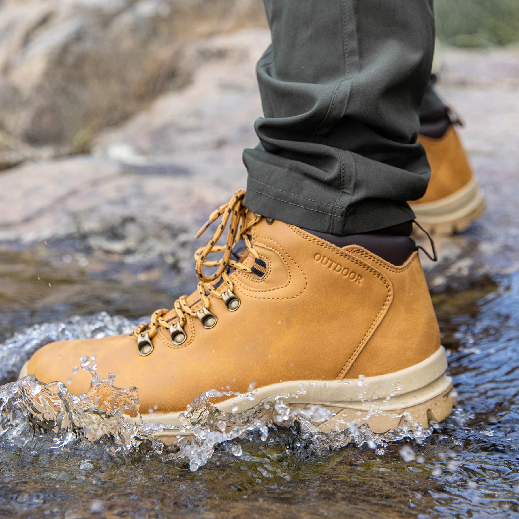 ZASEPY Hiking Boots Men | Work Boots for Men | Comfortable & Waterproof & Non-Slip | Men's Hiking Boots Trekking Camping Backpacking Brown