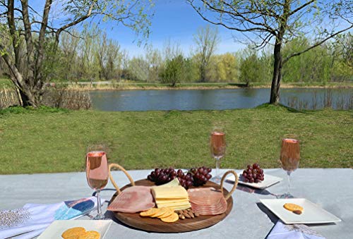WALUX Organic Black Walnut Wood Cheese Board with Handle (14"), Charcuterie Platter & Serving Tray for Wine, Crackers, Brie and Meat. Rustic Black Walnut Serving Board, Round Cheese Board