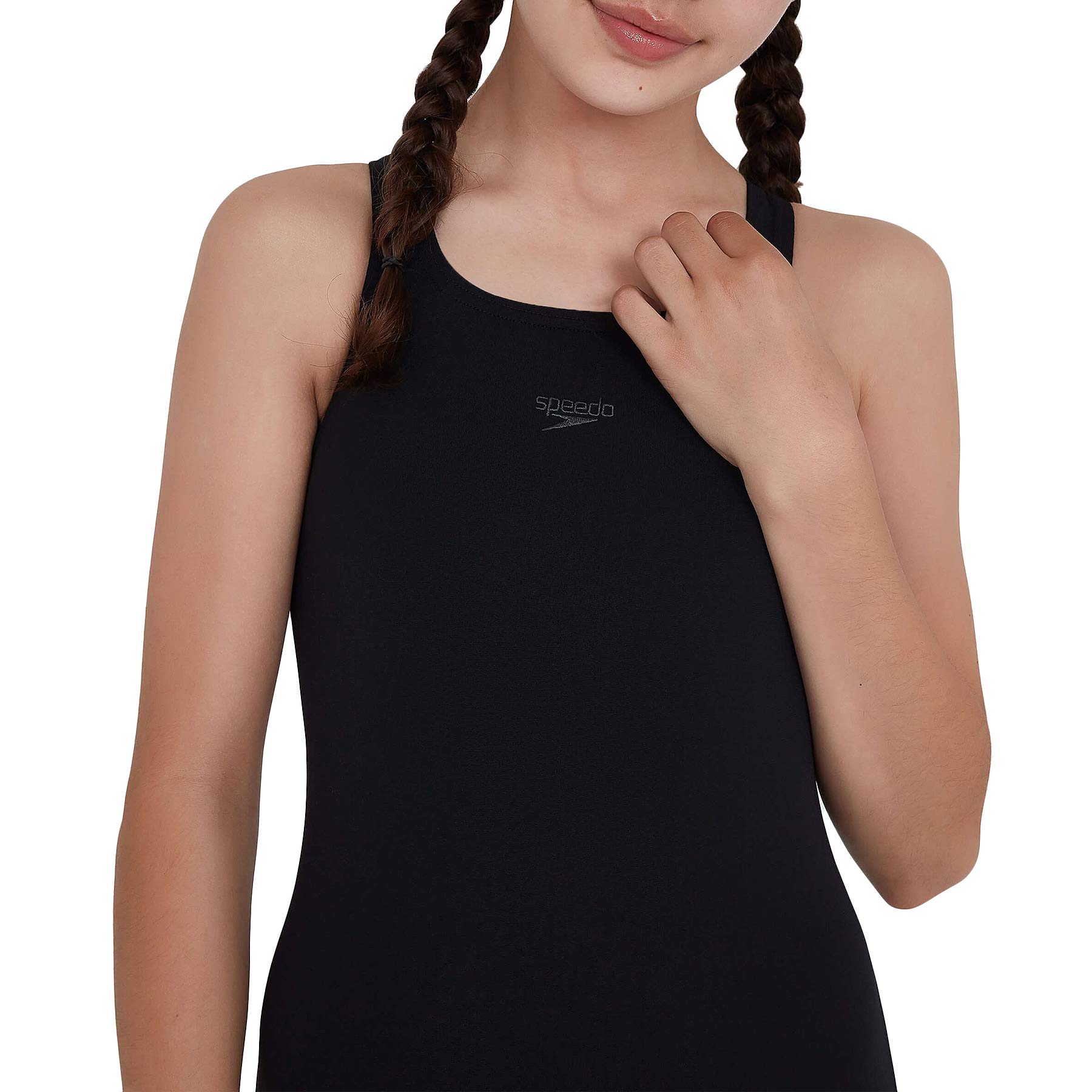 Speedo Essential Endurance+ Medalist Girls Swimsuit Age 7-8 Black