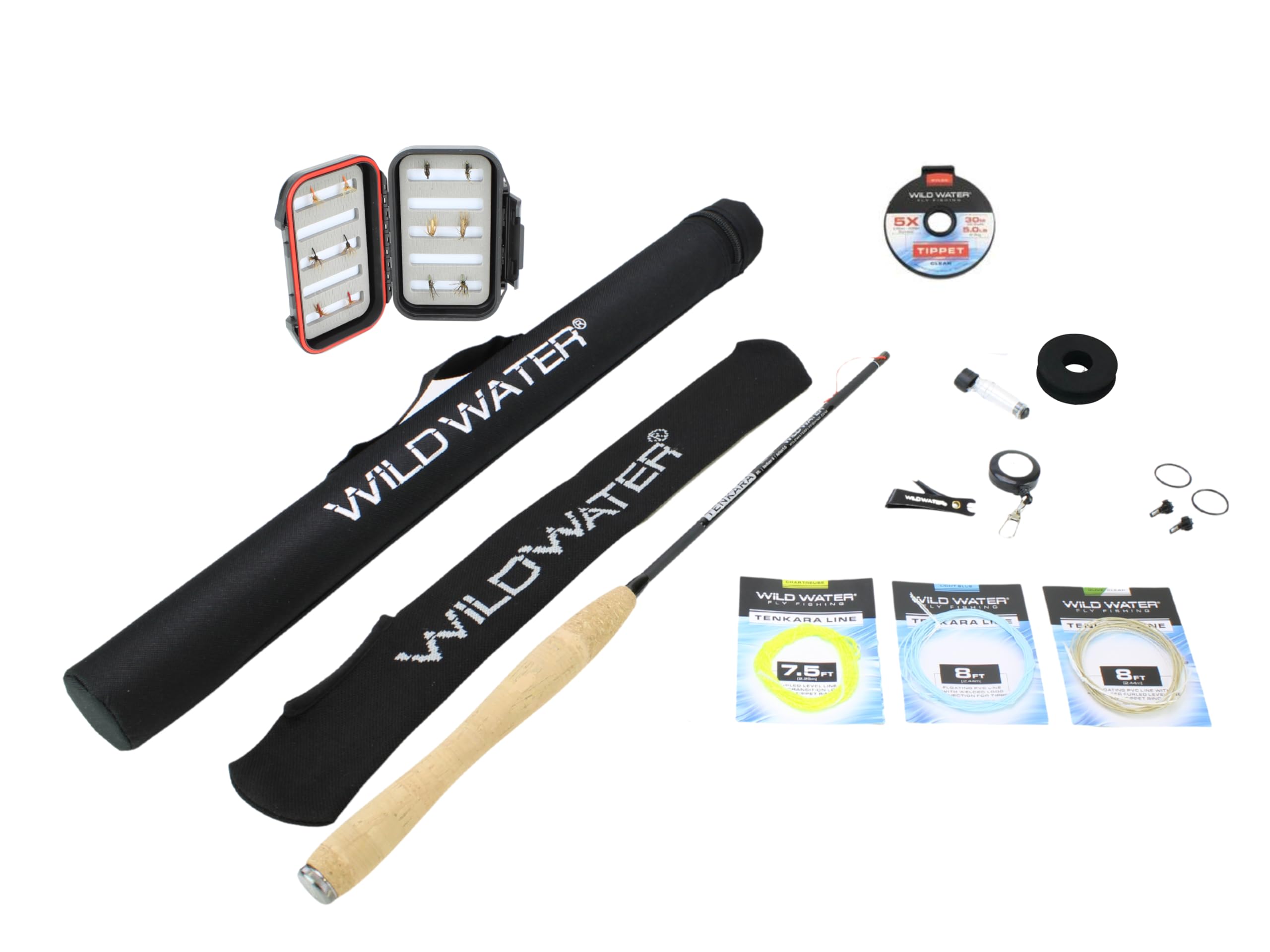 Wild Water Fly Fishing 8' Tenkara Fly Rod Complete Combo Starter Package with Flies