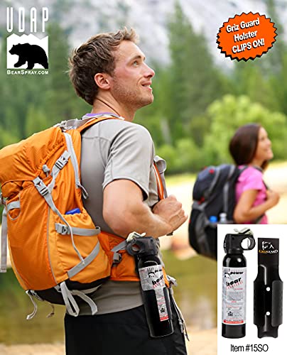 UDAP Pepper Power Magnum Bear Spray Self Defense Deterrent with Griz Guard Holster for Camping, Hiking, Fishing, Powerful Blast Pattern, 30 ft Fog Barrier, 15SO, 9.2 oz