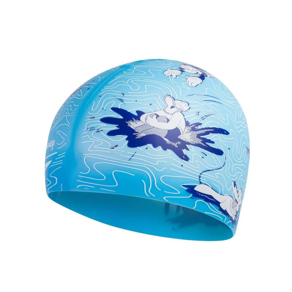 Speedo Unisex-Youth Disney Junior Print Cap Mickey Swimming, Japan Blue/Ultrasonic/White, One Size