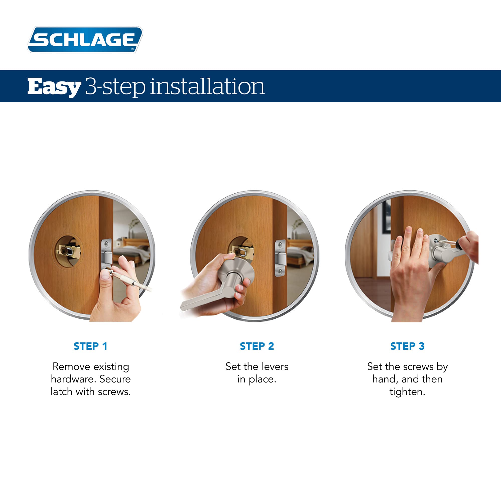 Schlage F10 FLA 605 Flair Door Lever, Hall & Closet Passage Lock, Bright Brass