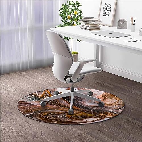 Round Chair Mat for Hard Floors Marble Floor Protector Mats Abstract Luxury Art Desk Chair Mats for Home Office Floor Carpets 4 FT