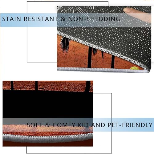 Round Chair Mat for Carpet Hawaiian Premium Floor Protector Mat Lilac Dark Orange Black Desk Chair Mats for Home Office Floor Carpets 4 FT